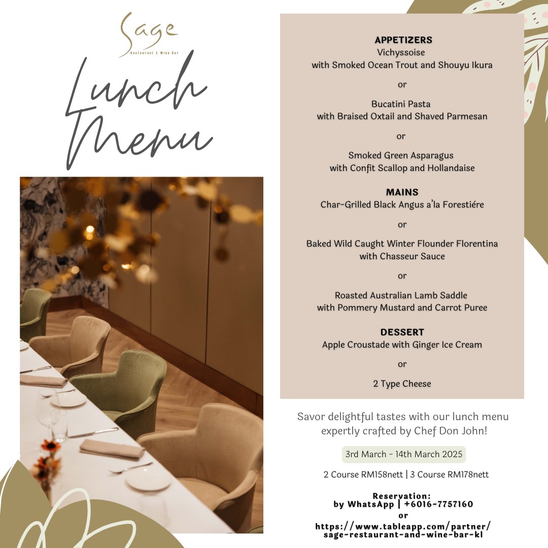 Set Menu | Sage Restaurant & Wine Bar