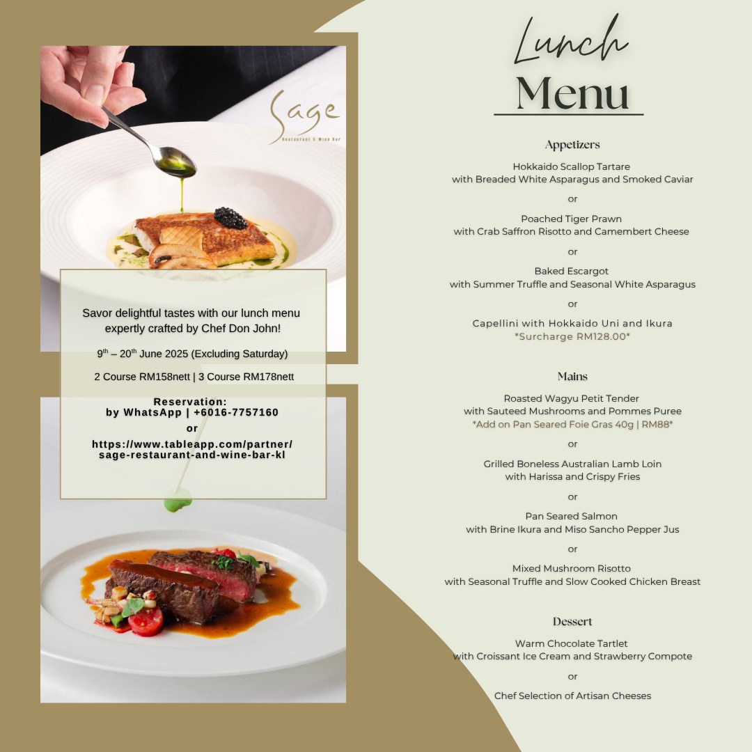 Set Menu | Sage Restaurant & Wine Bar